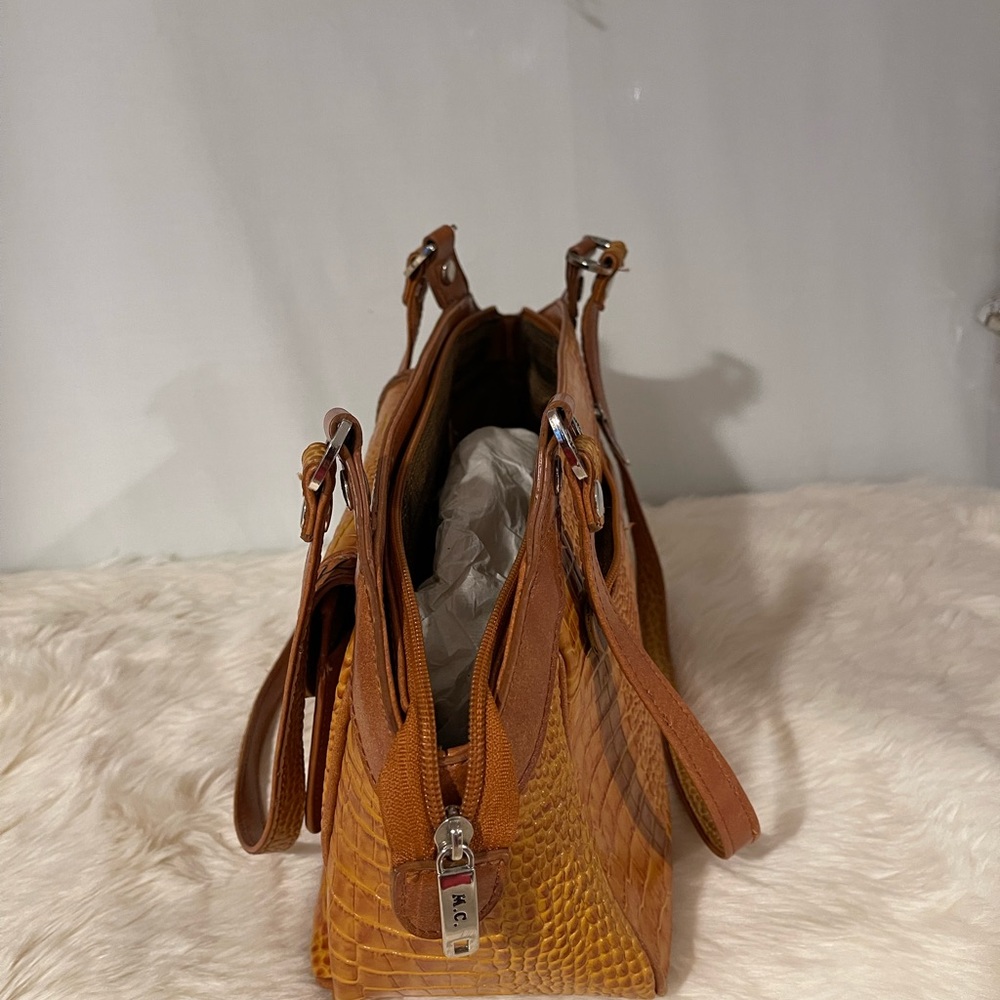 Mc (Marc Chantal) Brown Leather Crocodile Satchel Han… - Gem
